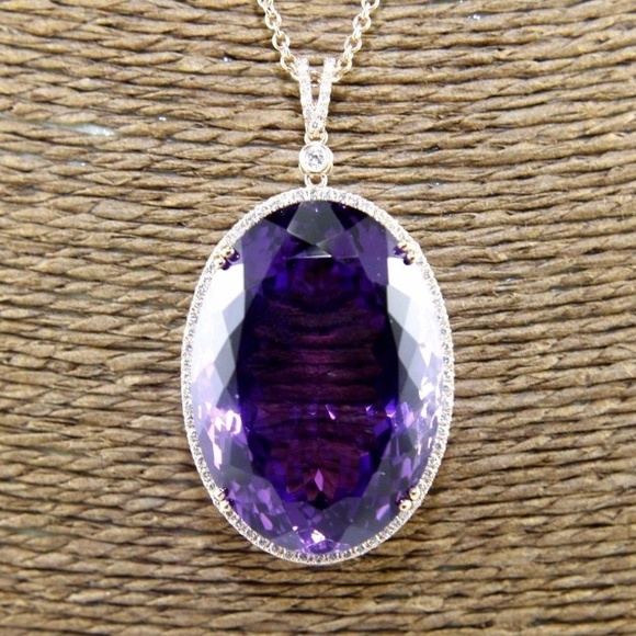 Jewelry | Amethyst Diamond Necklace Pendant 14k Rg 91ct | Poshmark